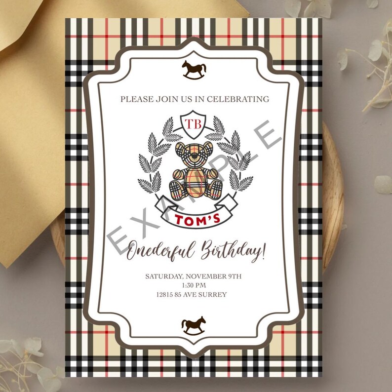 Burberry Theme Birthday Invitation - Etsy