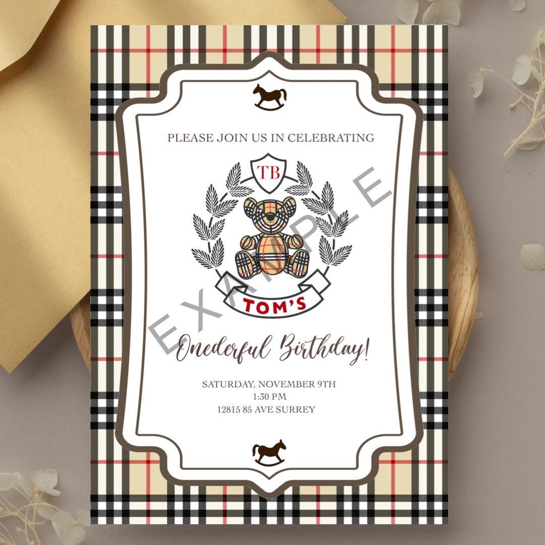 Burberry Theme Birthday Invitation - Etsy