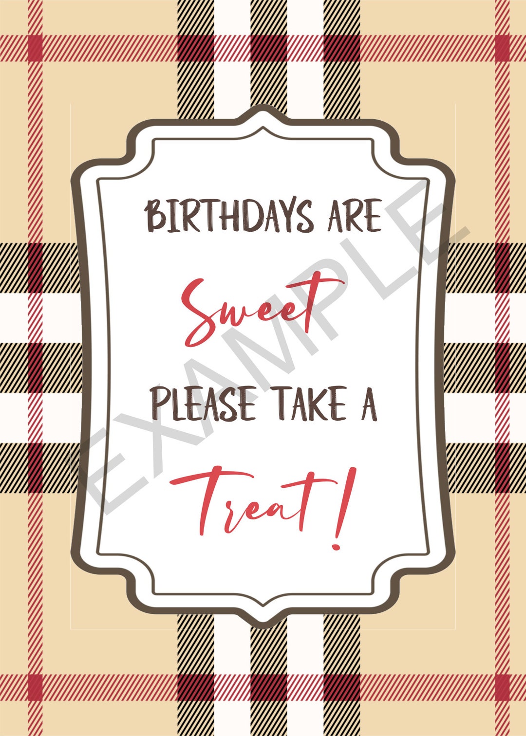 Burberry Theme Dessert Table Sign - Fully Customizable - Etsy