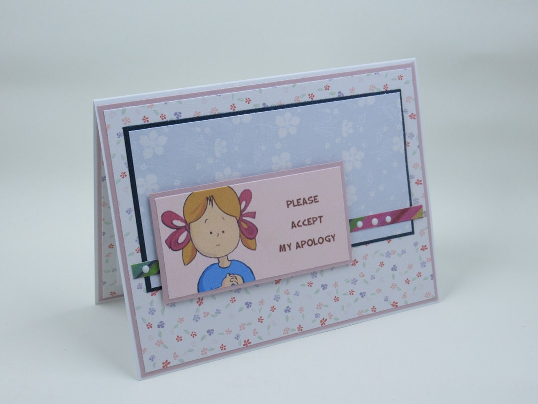 I'm Sorry Card With Greeting and Envelope, Handmade Almost Flat Apology ...