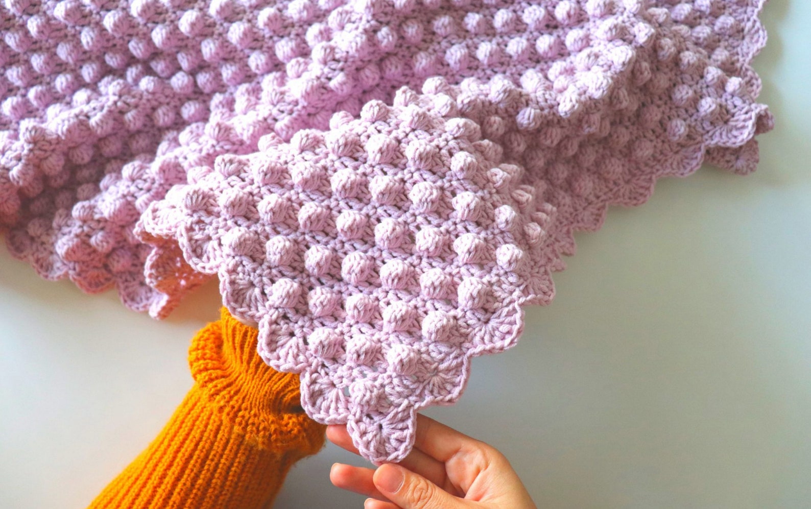 Crochet Bobble Stitch Blanket With Written Pattern | Sirin's Crochet ...