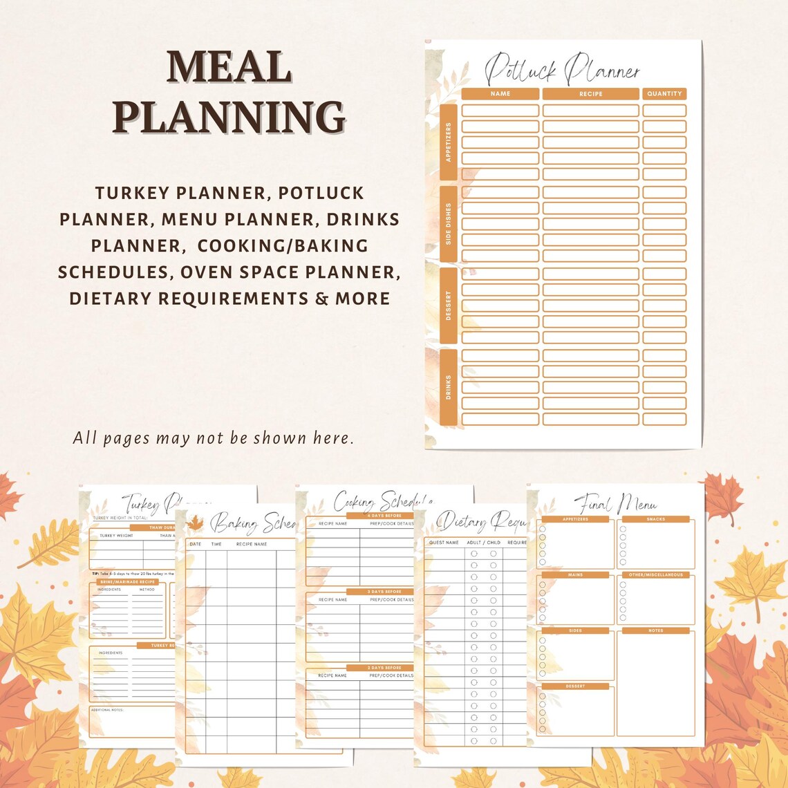 Printable Thanksgiving Binder Menu Planner Digital Thanksgiving Check ...