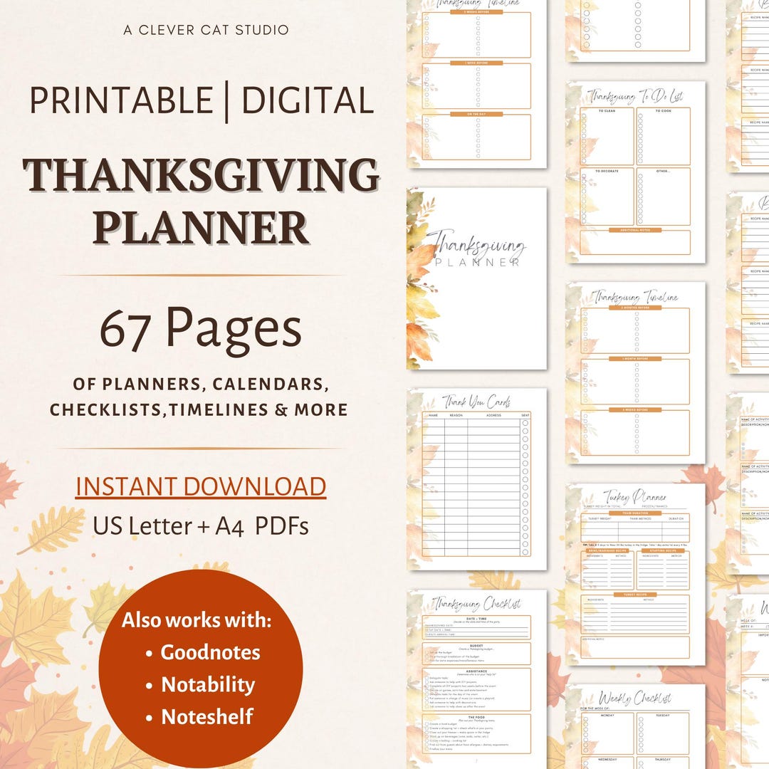 Printable Thanksgiving Binder Menu Planner Digital Thanksgiving Check ...