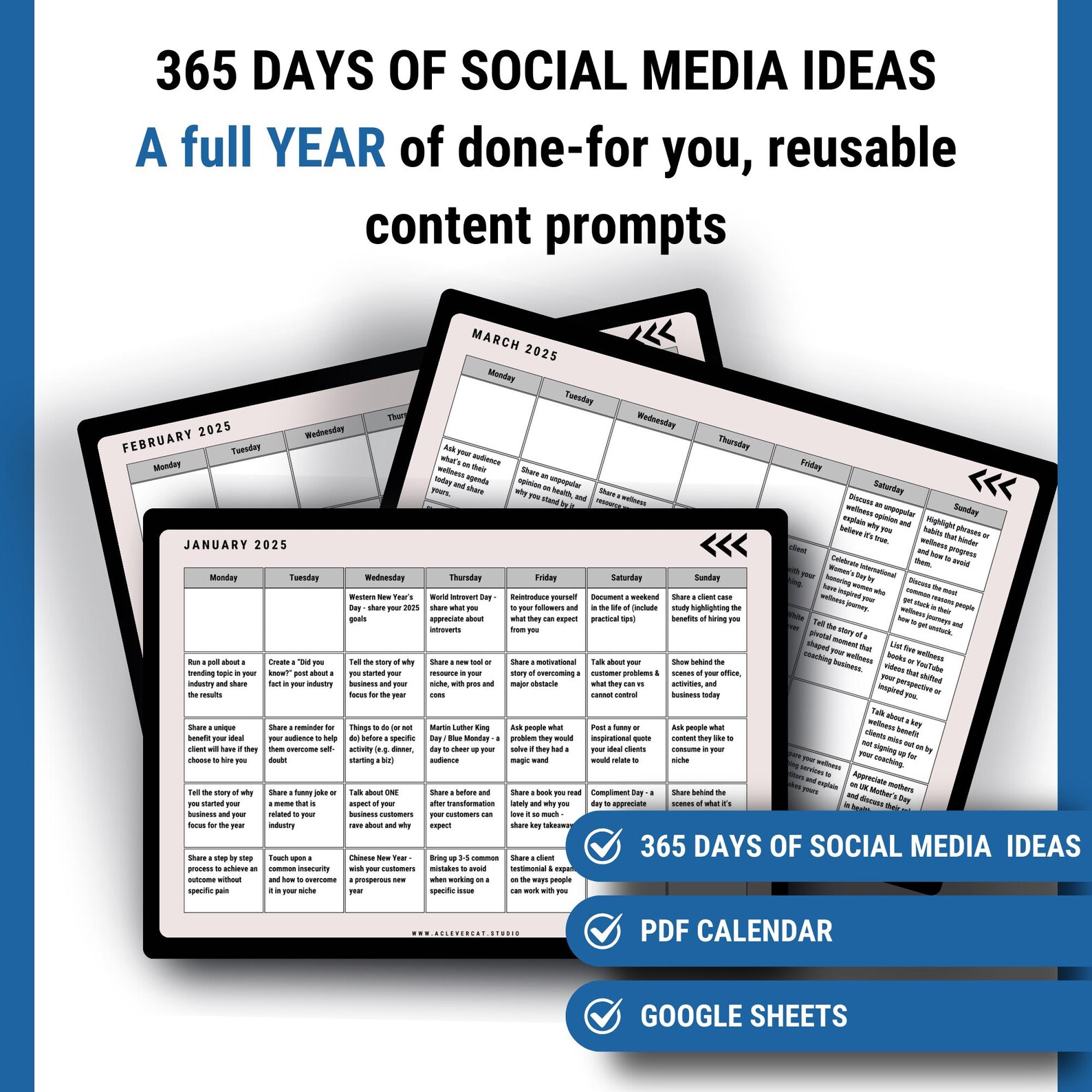 Social Media Content Ideas Instagram Hooks and Captions Content Planner ...