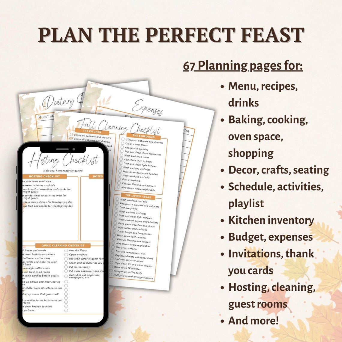 Printable Thanksgiving Binder Menu Planner Digital Thanksgiving Check ...