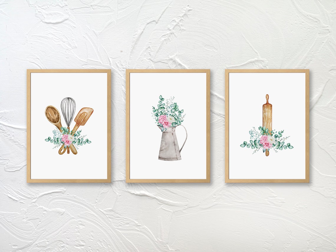 Kitchen Wall Art Set of 3 Dining Room Wall Decor Kitchen Decor ...