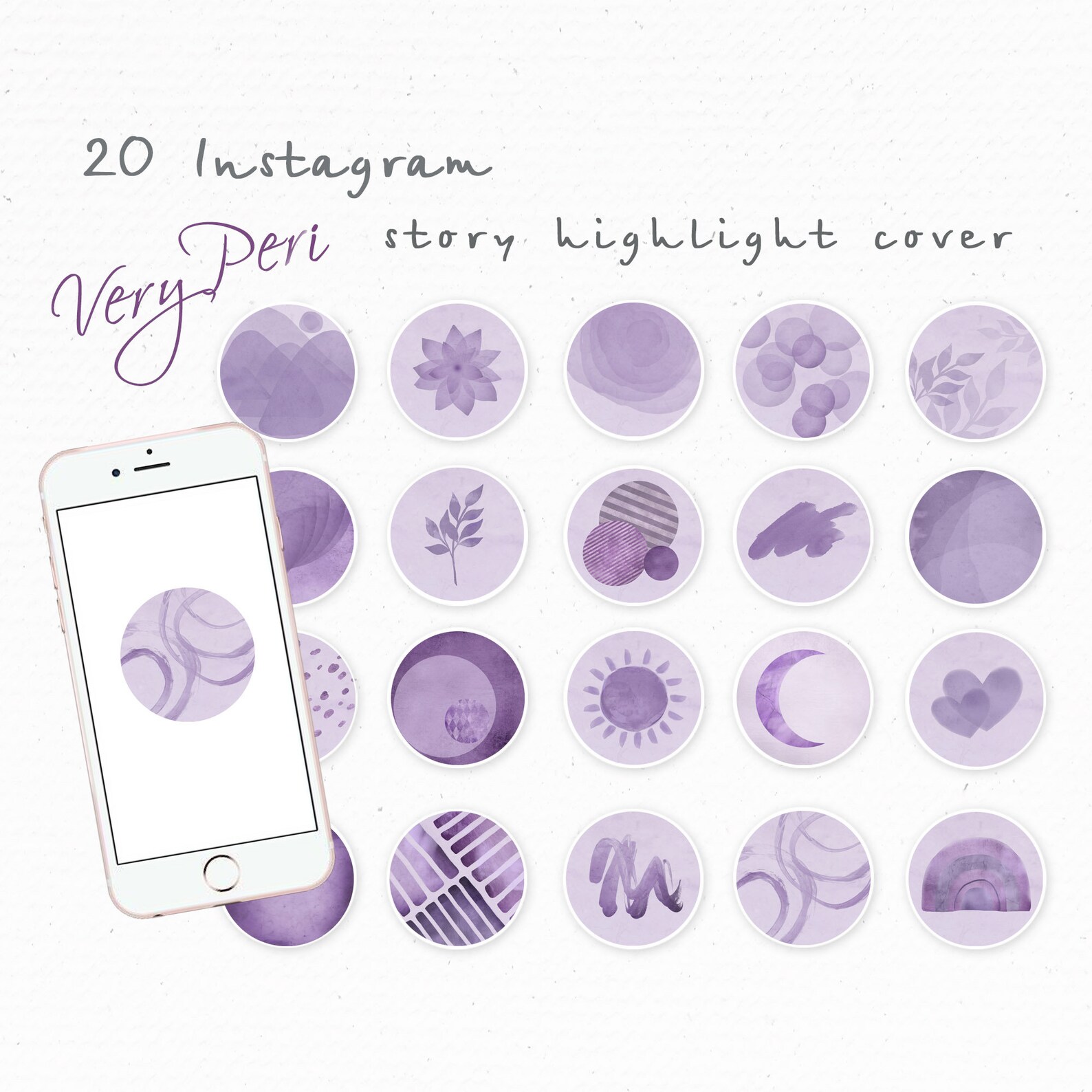 Instagram Purple Story Highlight Covers, Very Peri Highlight Covers for ...