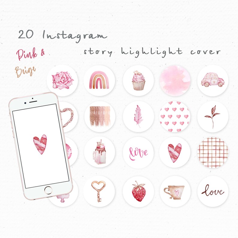 Instagram Story Highlight Icons Pink and Beige Highlight - Etsy