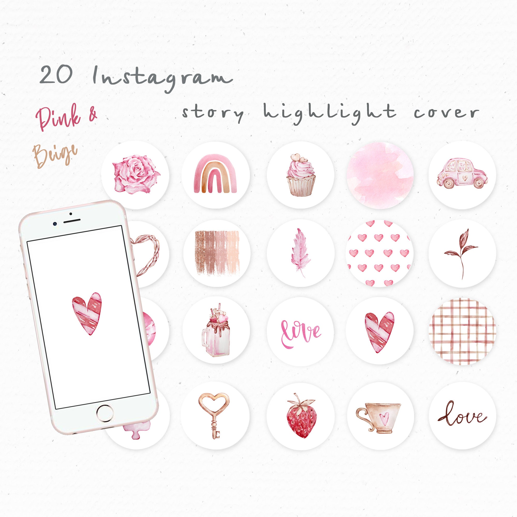 Instagram Story Highlight Icons Pink and Beige Highlight - Etsy