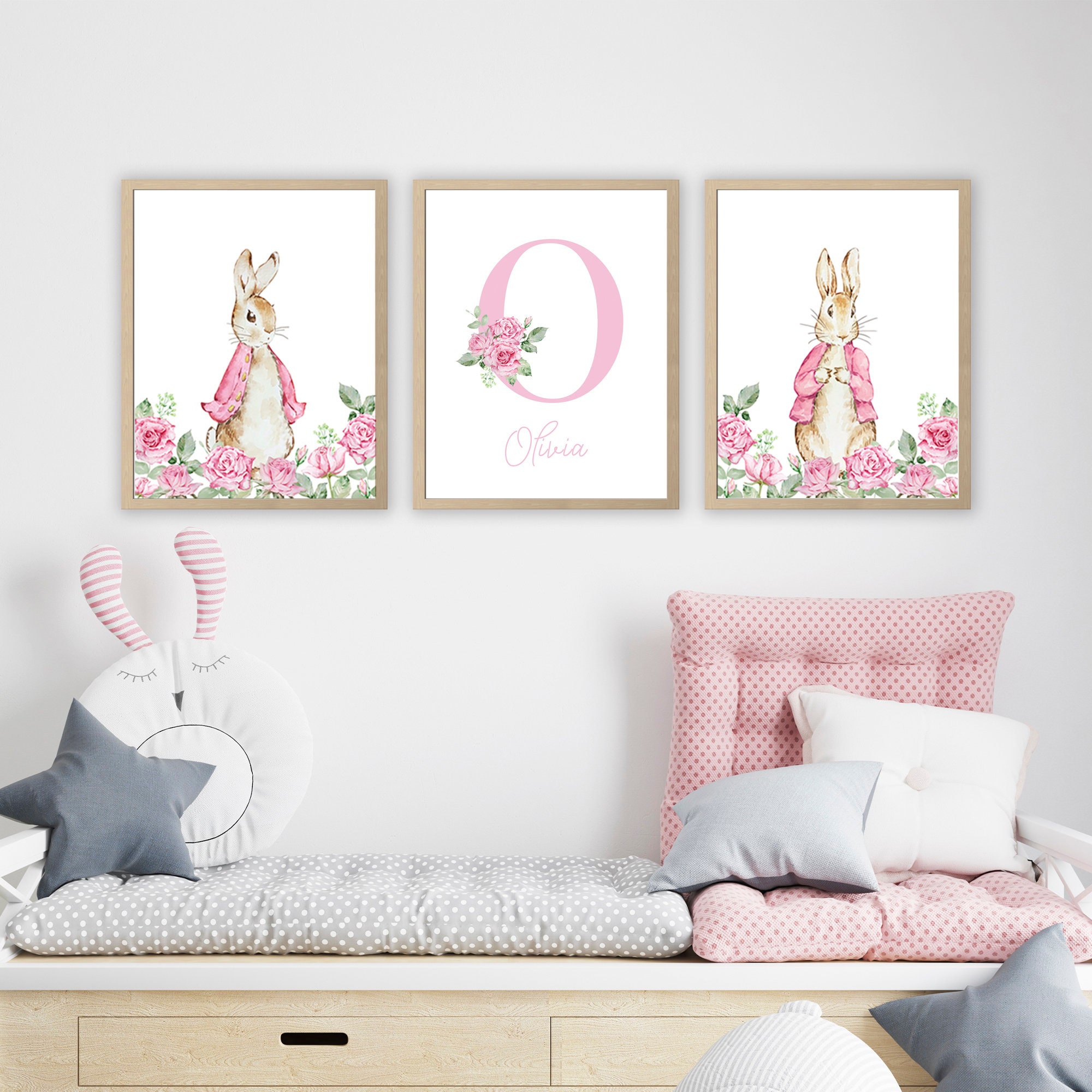 Peter Rabbit Pink Prints | Watercolor Peter Rabbit | Girl Nursery ...