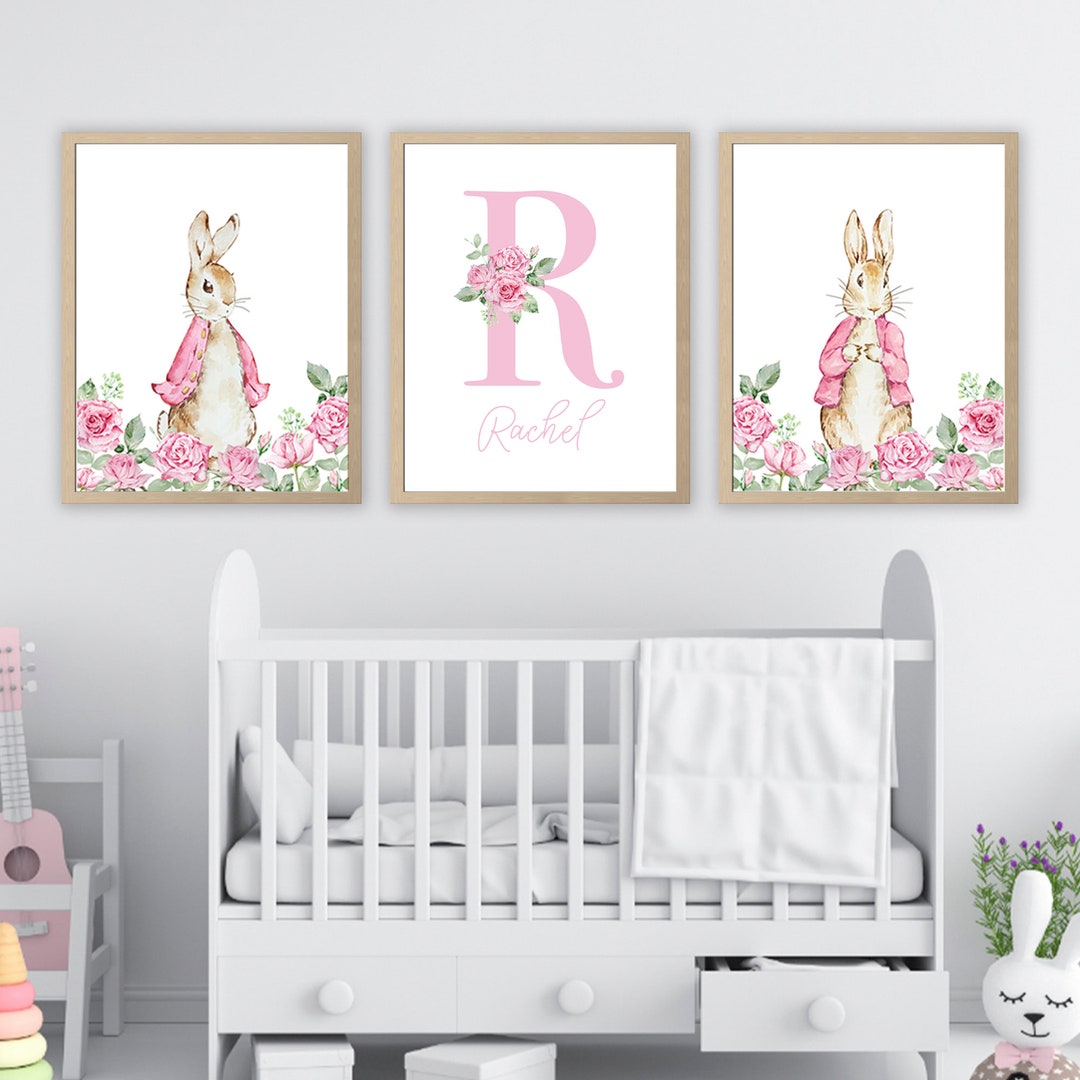 Peter Rabbit Pink Prints | Watercolor Peter Rabbit | Girl Nursery ...