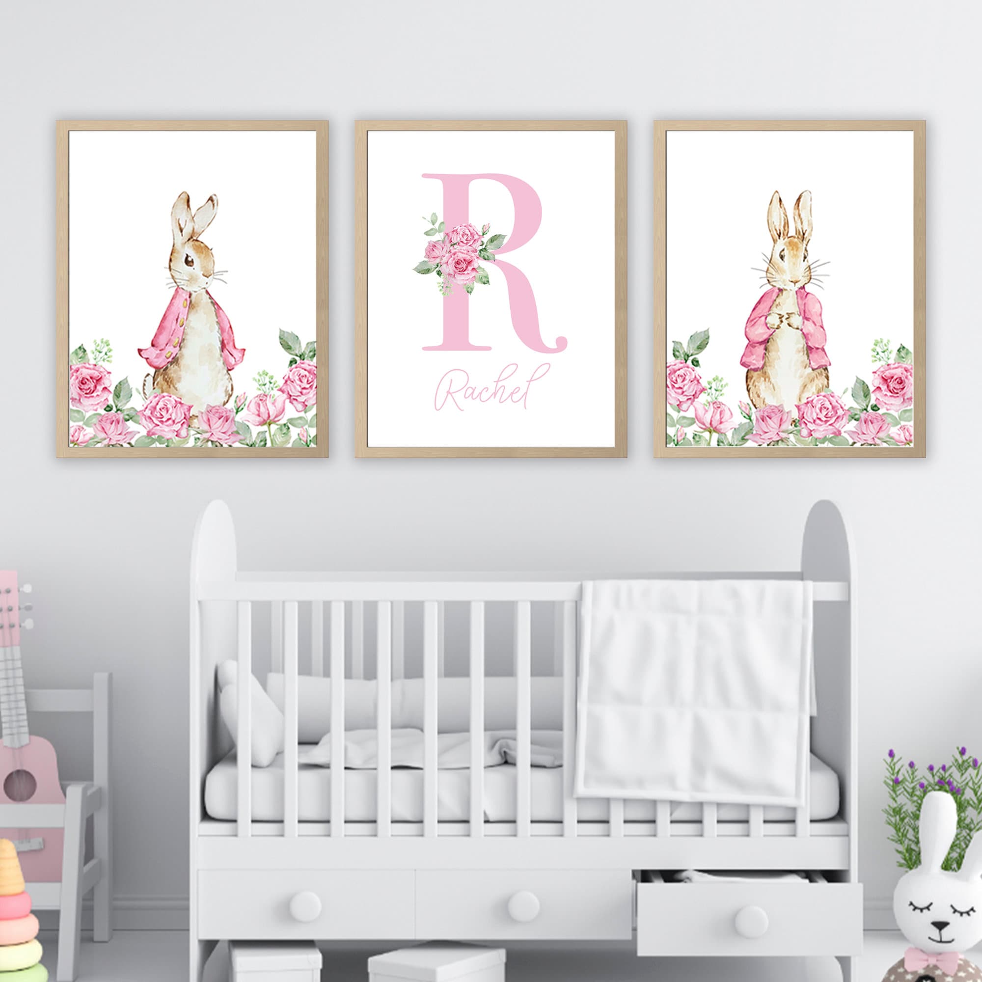 Peter Rabbit Pink Prints | Watercolor Peter Rabbit | Girl Nursery ...