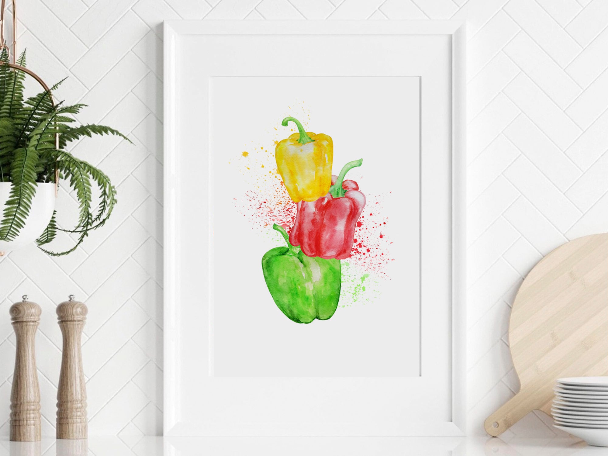 Bell Peppers Art Print Watercolor Peppers Artwork Fruit and Vegetables ...