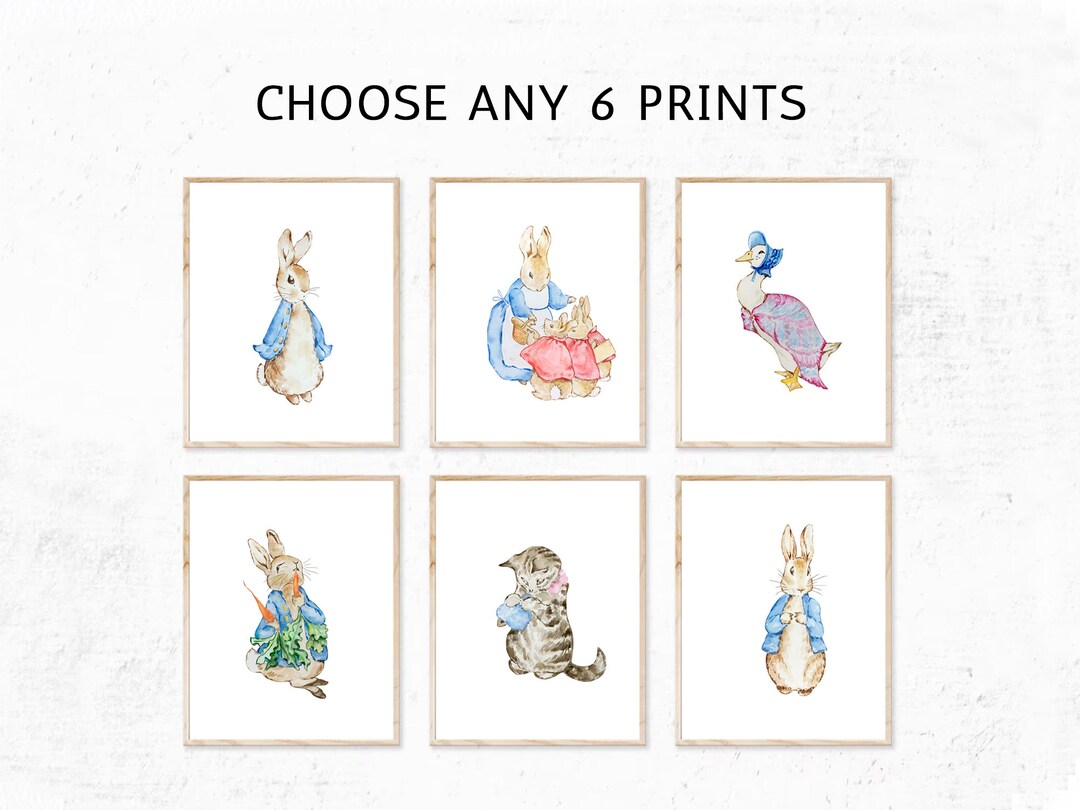 Set of 6 Beatrix Potter Nursery Art Prints Pick and Mix Watercolor ...