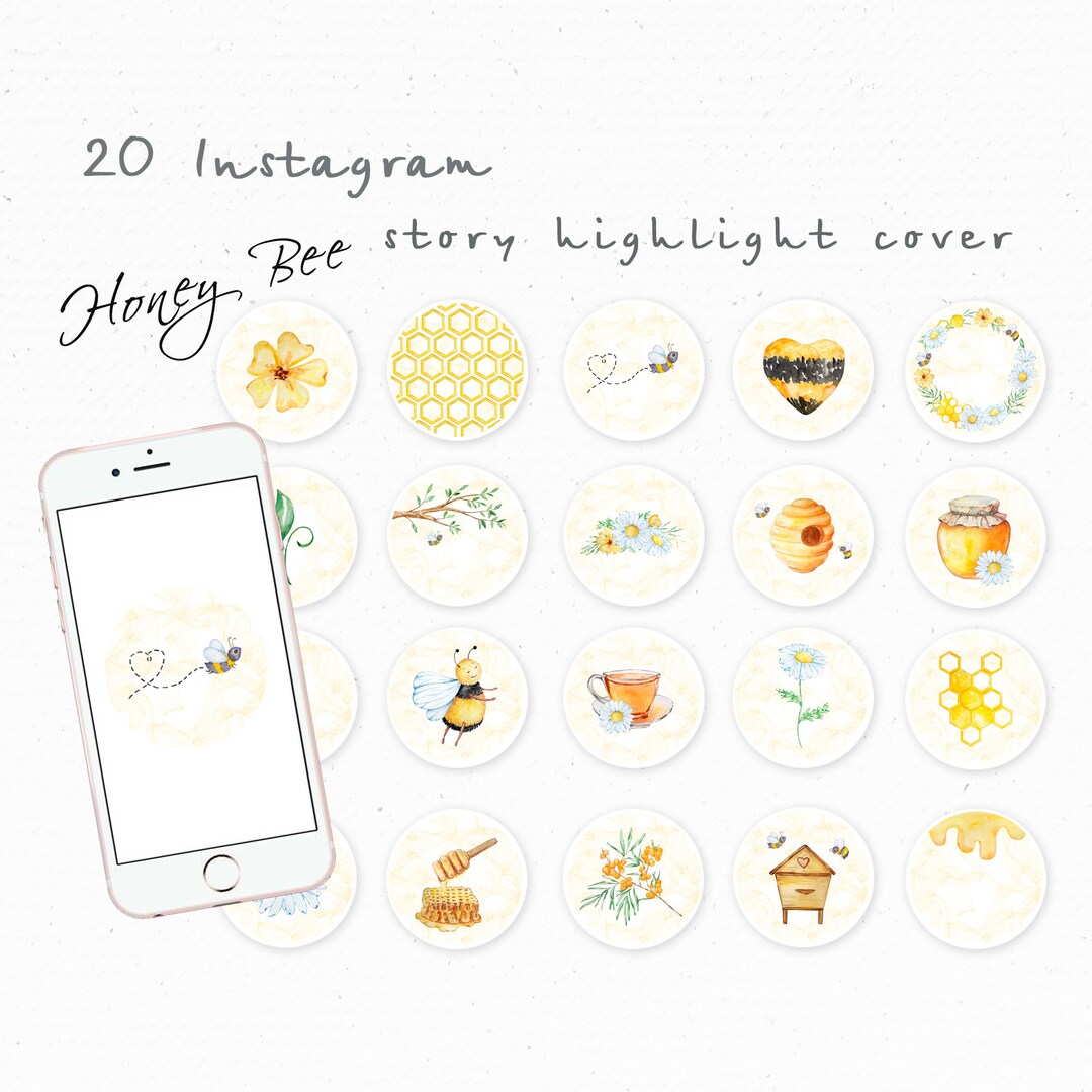 Watercolor Honey Bee Instagram Highlights Icons, Summer Cover Instagram ...