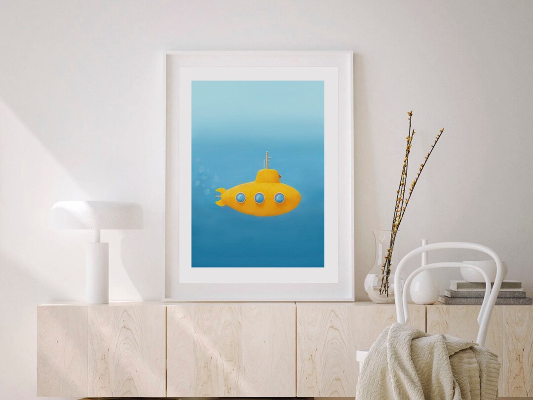 Nursery Yellow Submarine Wall Art Print | Watercolor Submarine | Sea ...