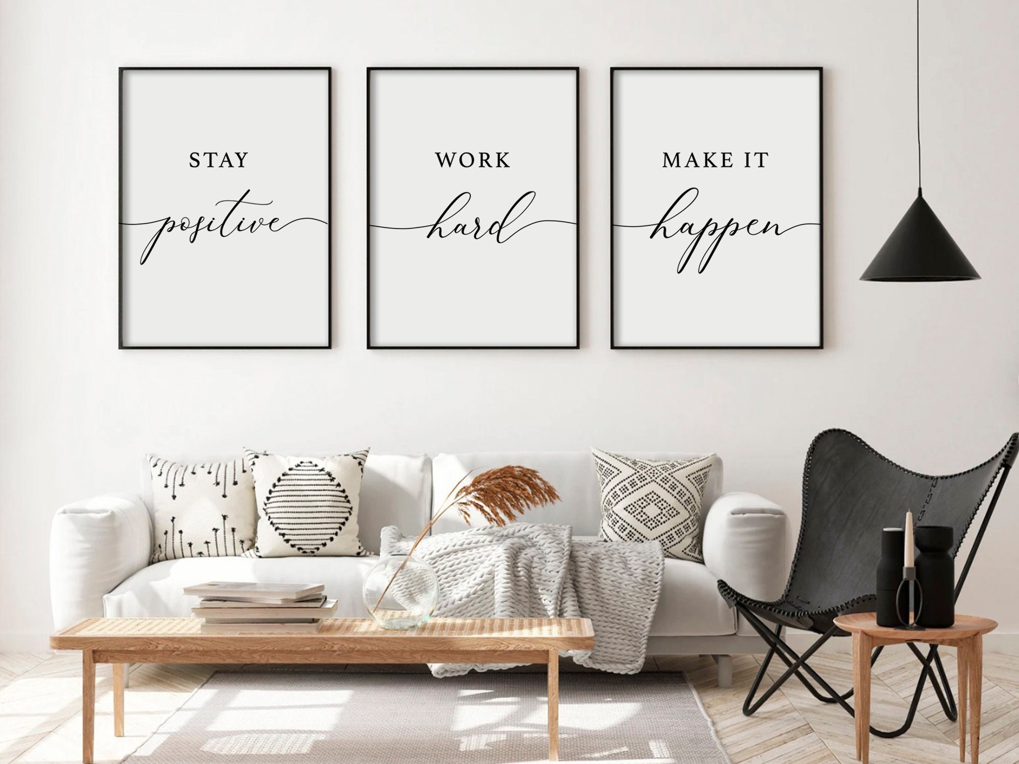 Stay Positive Work Hard Make It Happen Set of 3 Printable Wall Art ...