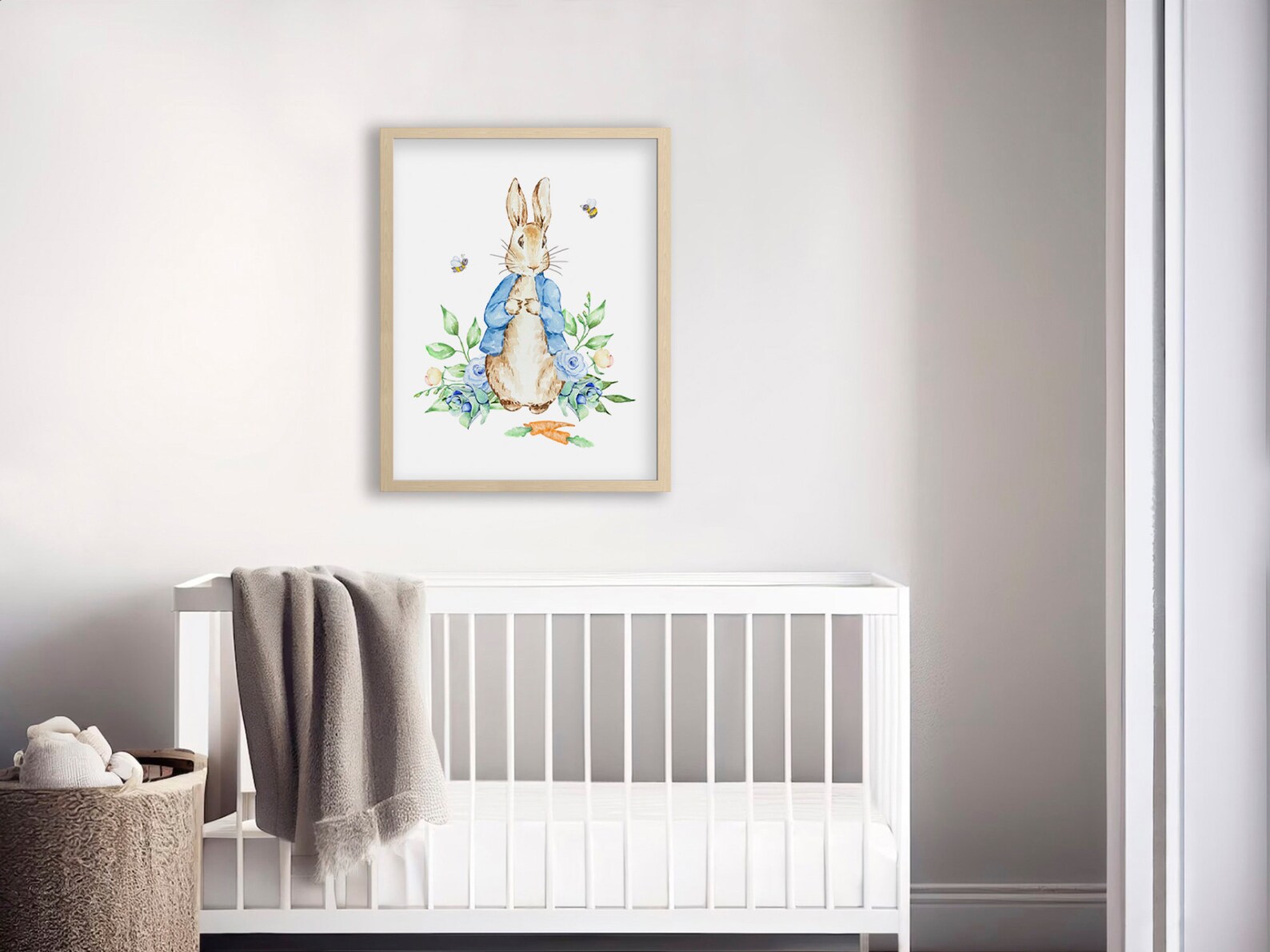 Peter Rabbit Wall Art Cute Bunny With Greenery Floral Print Boys ...