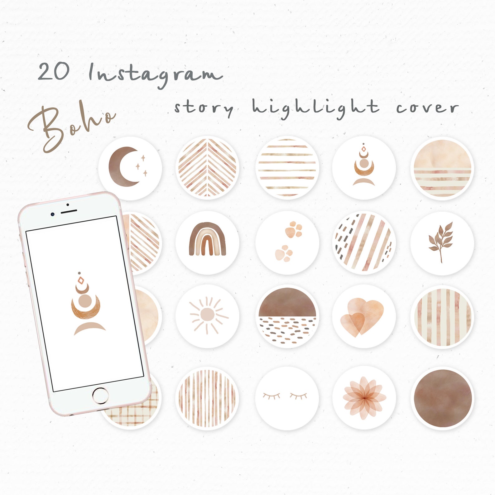 Instagram Story Highlight Icons Boho Covers | Beige Highlight ...