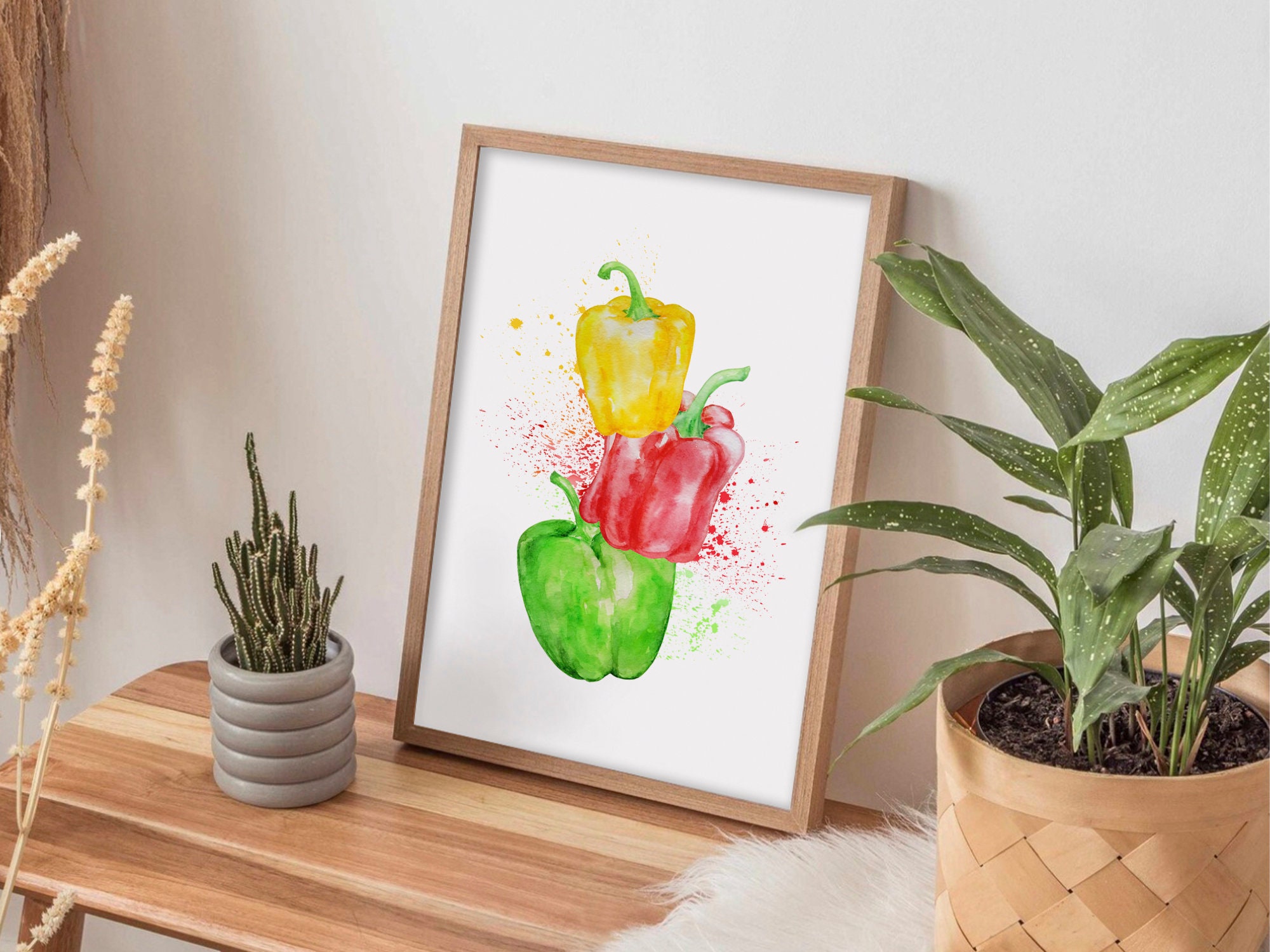 Bell Peppers Art Print Watercolor Peppers Artwork Fruit and Vegetables ...