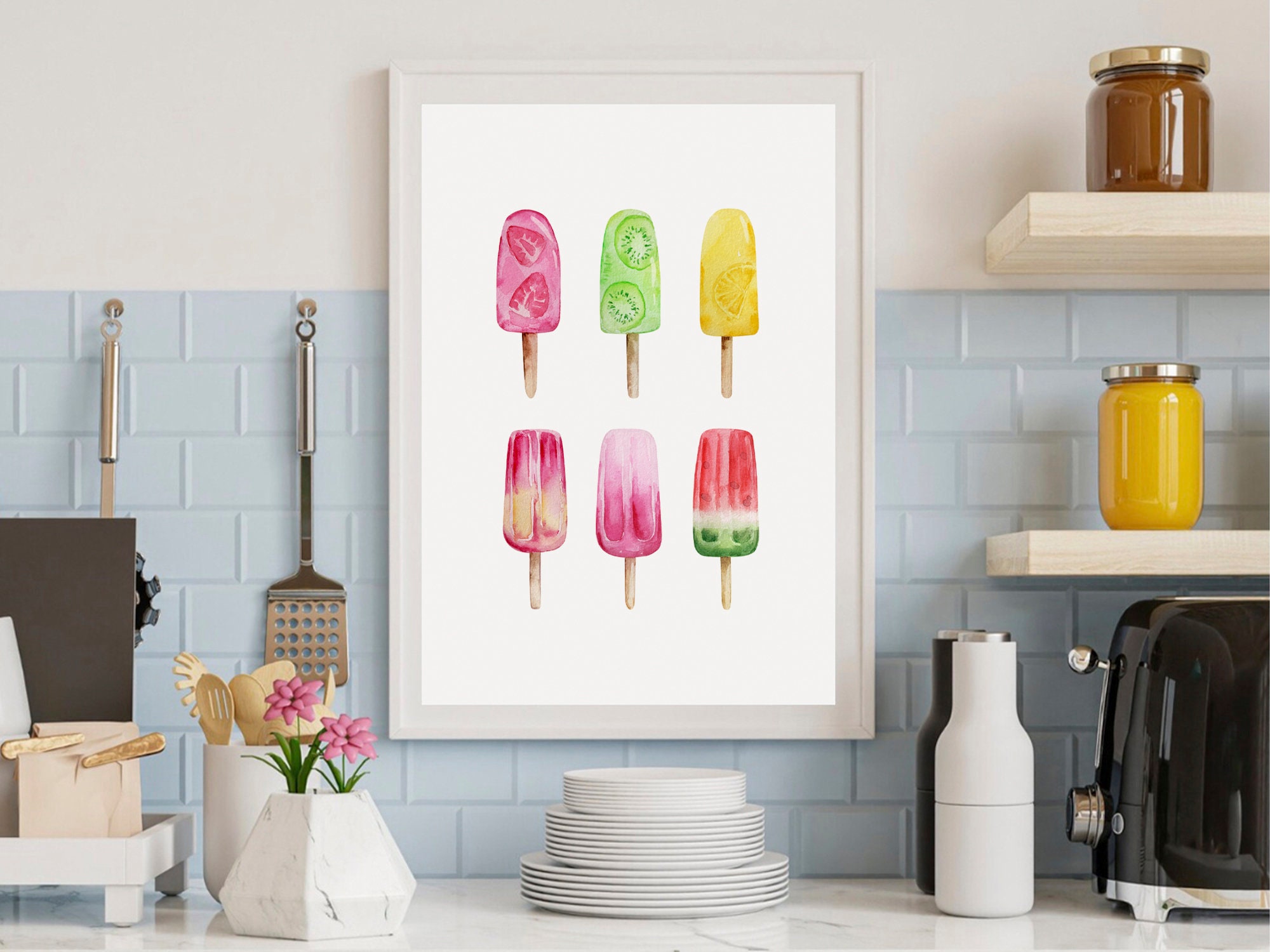 Ice Cream Art Print Watercolor Ice Cream Artwork Summer Sweet Painting ...
