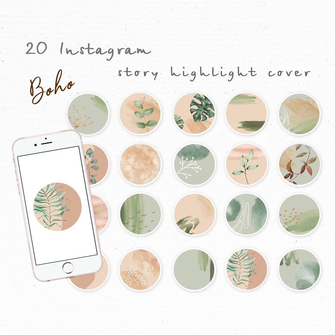 Instagram Boho Story Highlight Icons, Watercolor Tropic Highlight ...