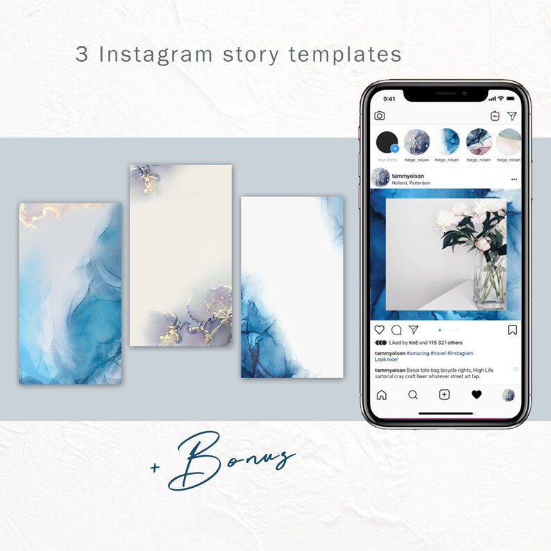 Instagram Story Highlight Covers Ink Texture Abstract Blue Fluid ...