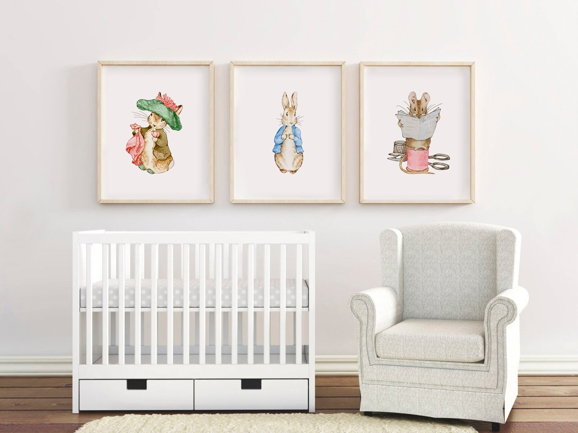 Set of 3 Beatrix Potter Nursery Art Prints | Watercolor Beatrix Potter ...