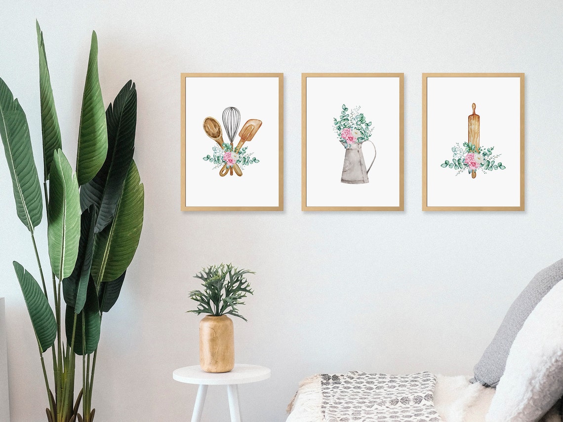 Kitchen Wall Art Set of 3 Dining Room Wall Decor Kitchen Decor ...