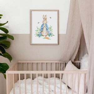 Peter Rabbit Wall Art | Cute Bunny With Greenery Floral Print | Boys ...
