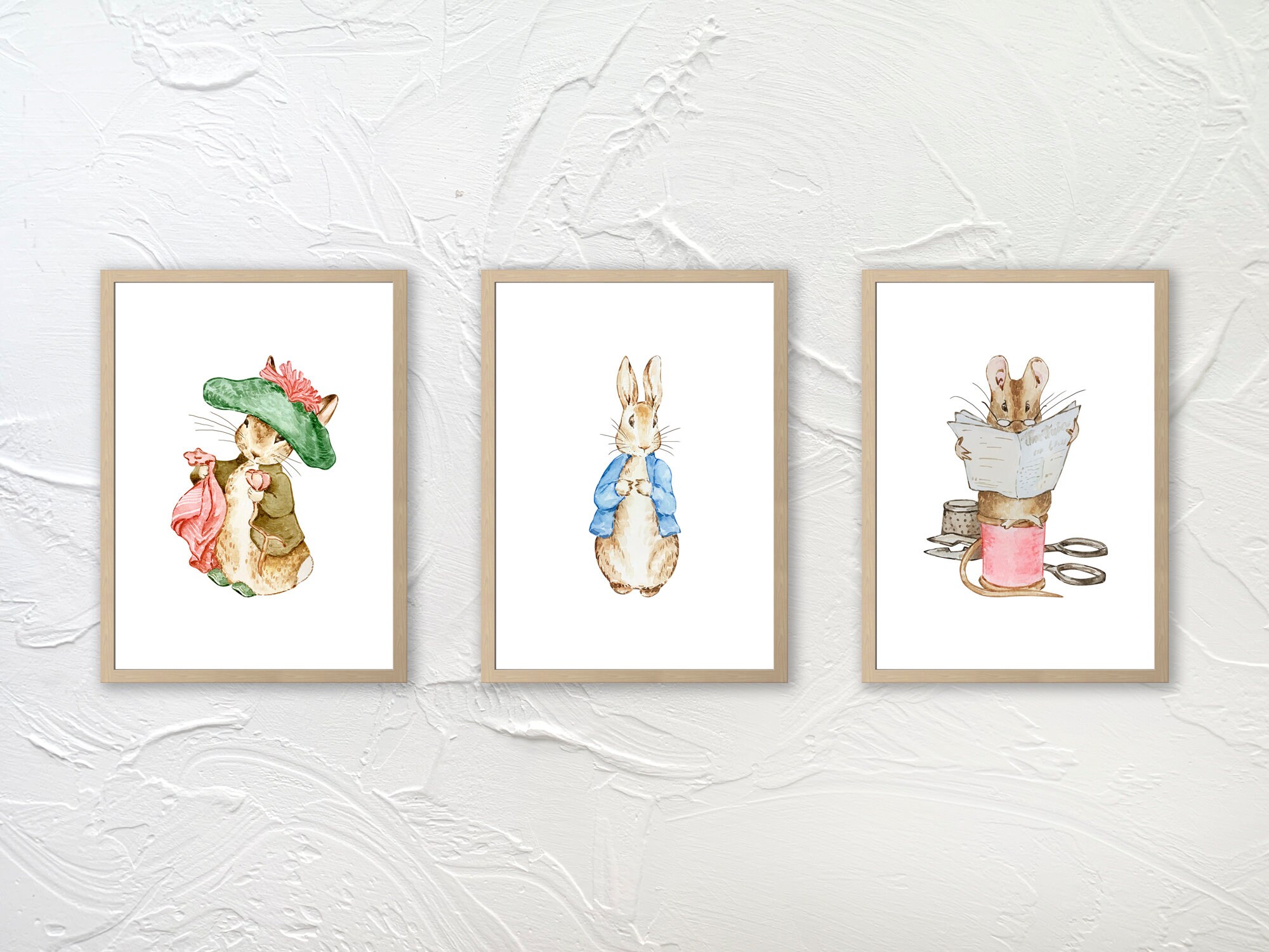 Set of 3 Beatrix Potter Nursery Art Prints Watercolor Beatrix Potter ...