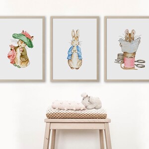 Set of 3 Beatrix Potter Nursery Art Prints | Watercolor Beatrix Potter ...
