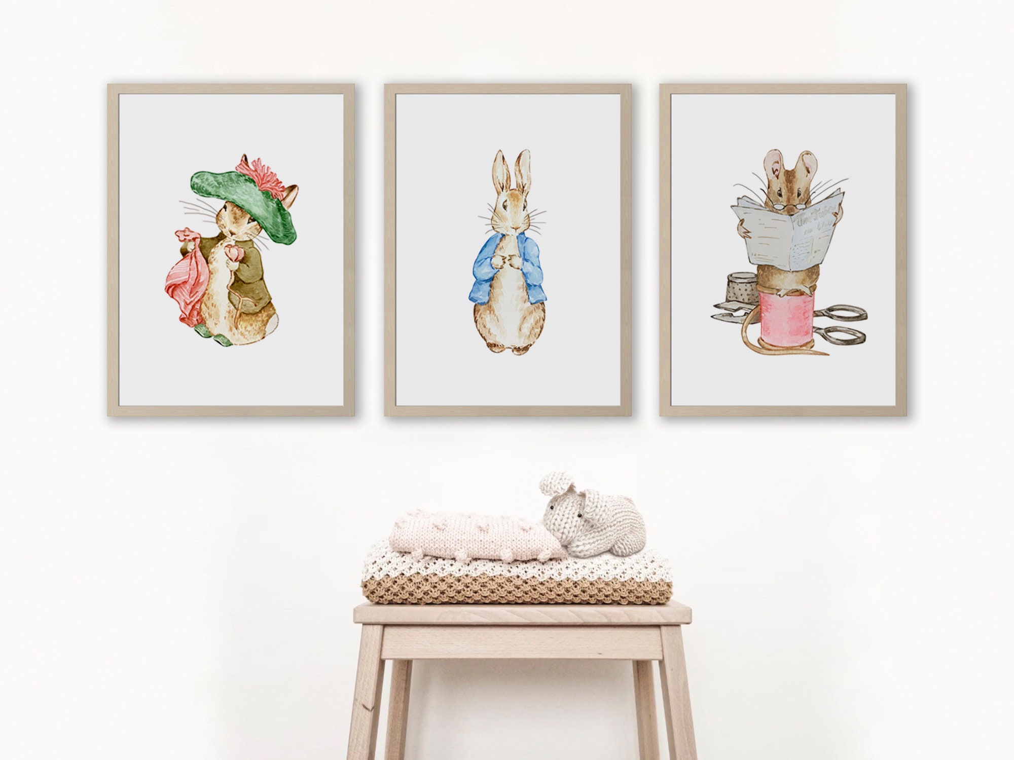 Set of 3 Beatrix Potter Nursery Art Prints Watercolor Beatrix Potter ...