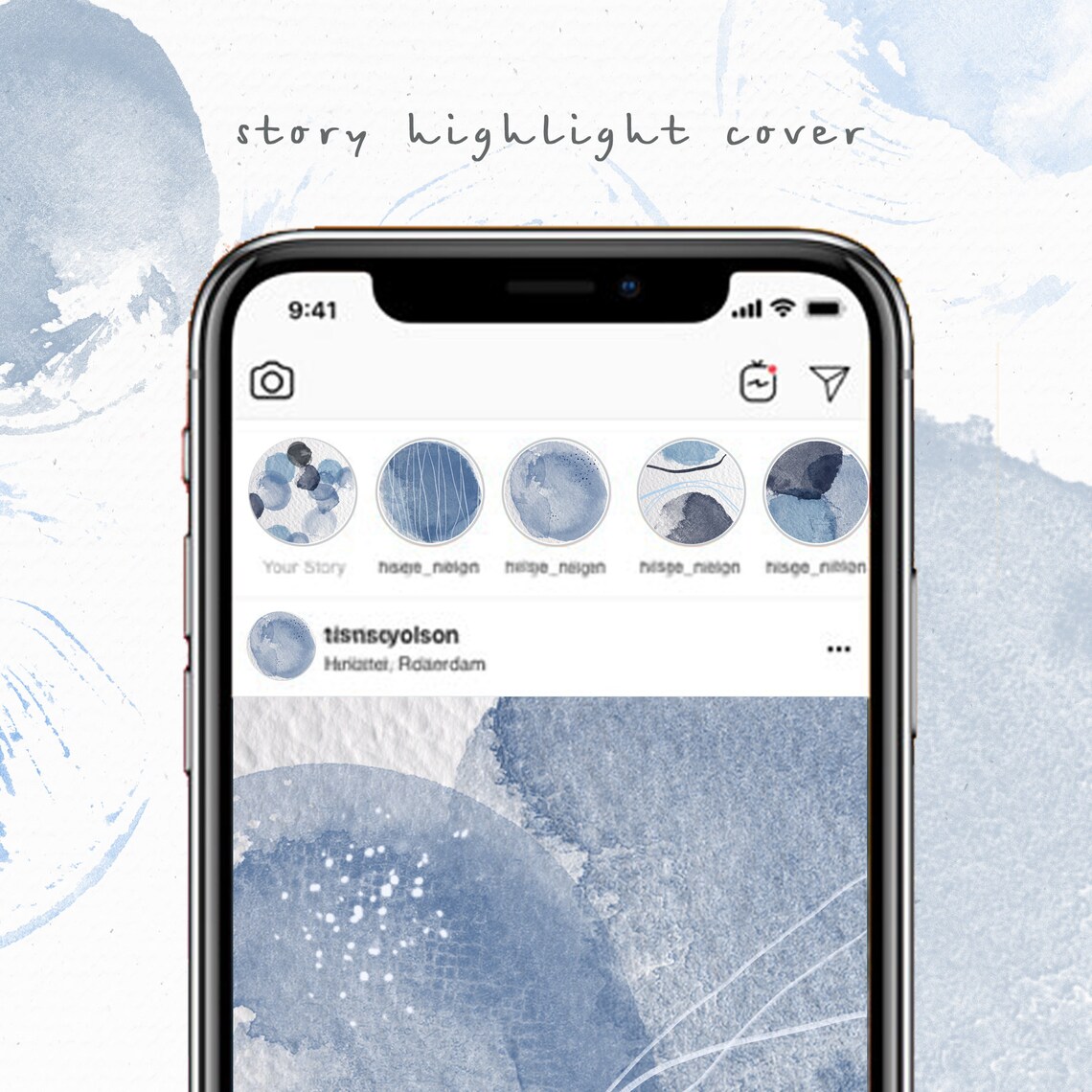 Instagram Blue Story Highlight Icons | Boho Covers | Watercolor ...