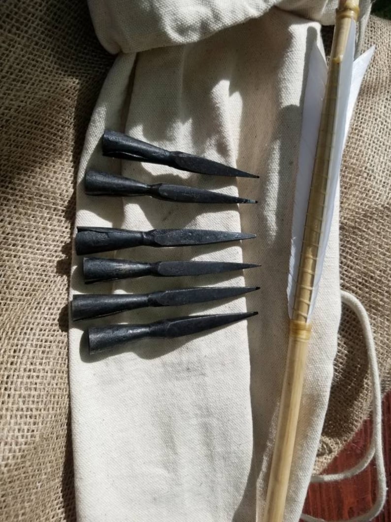 Hand Forged Needle Bodkin Arrowheads – 6 Pack Medieval Iron Arrow Tips ...