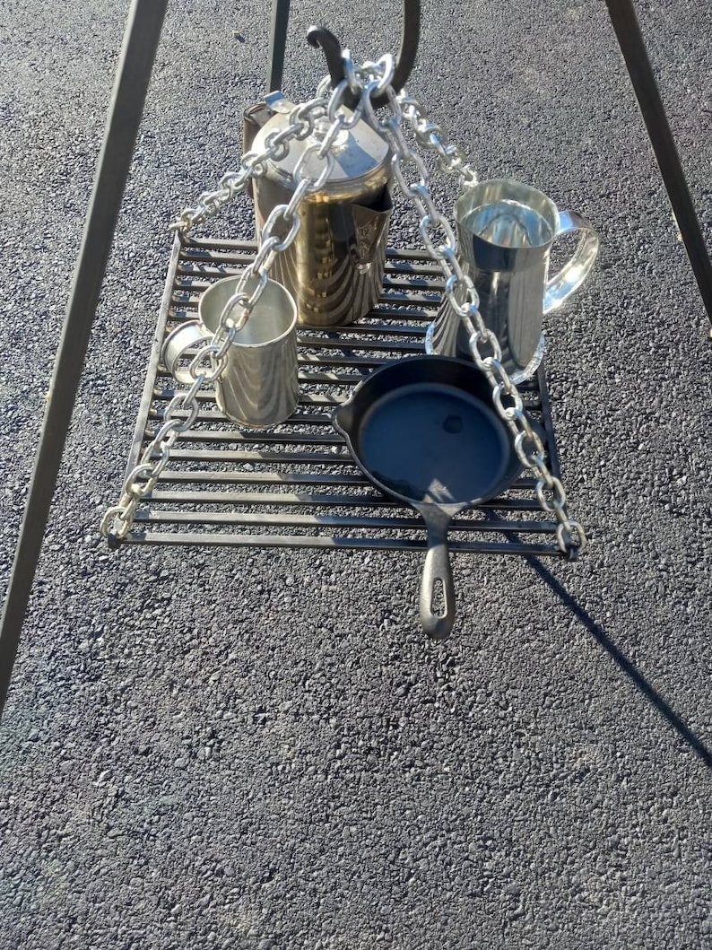 HAND FORGED Hanging GRILL Campfire Cooking Heavy Duty Hanging for ...
