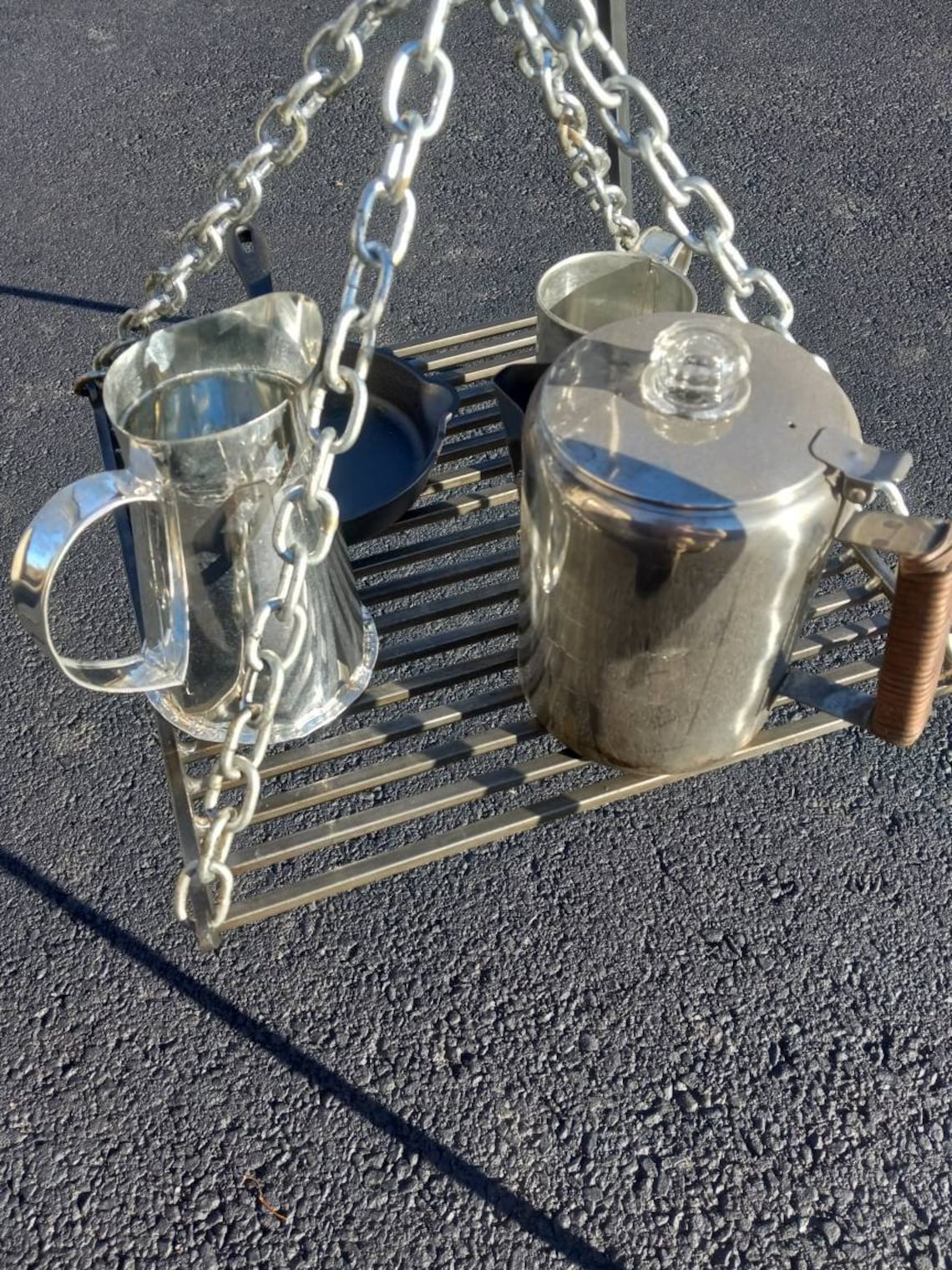 HAND FORGED Hanging GRILL Campfire Cooking Heavy Duty Hanging for ...