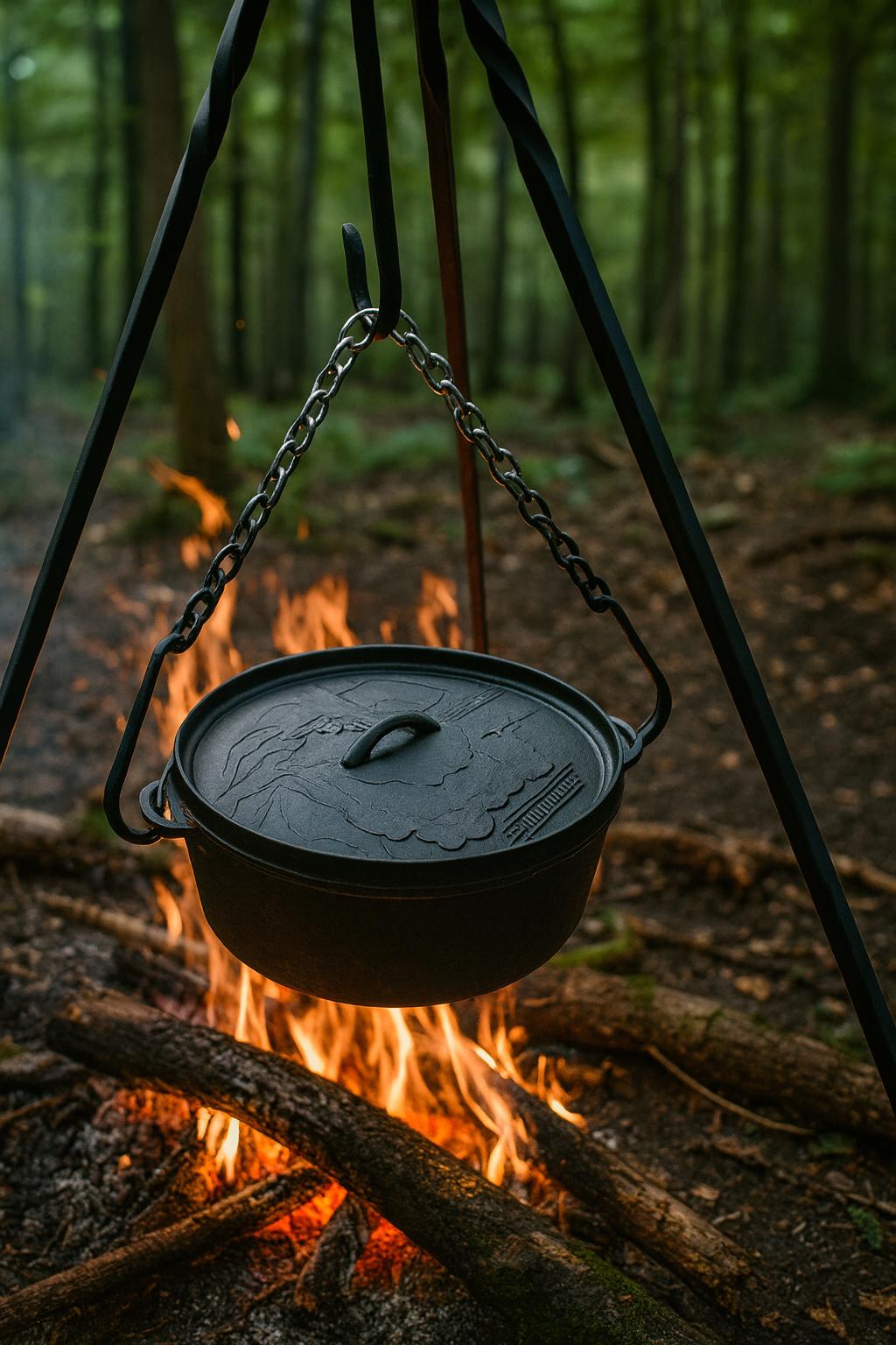Hand Forged Adjustable Hook & Chain – Campfire Dutch Oven Cooking Set ...