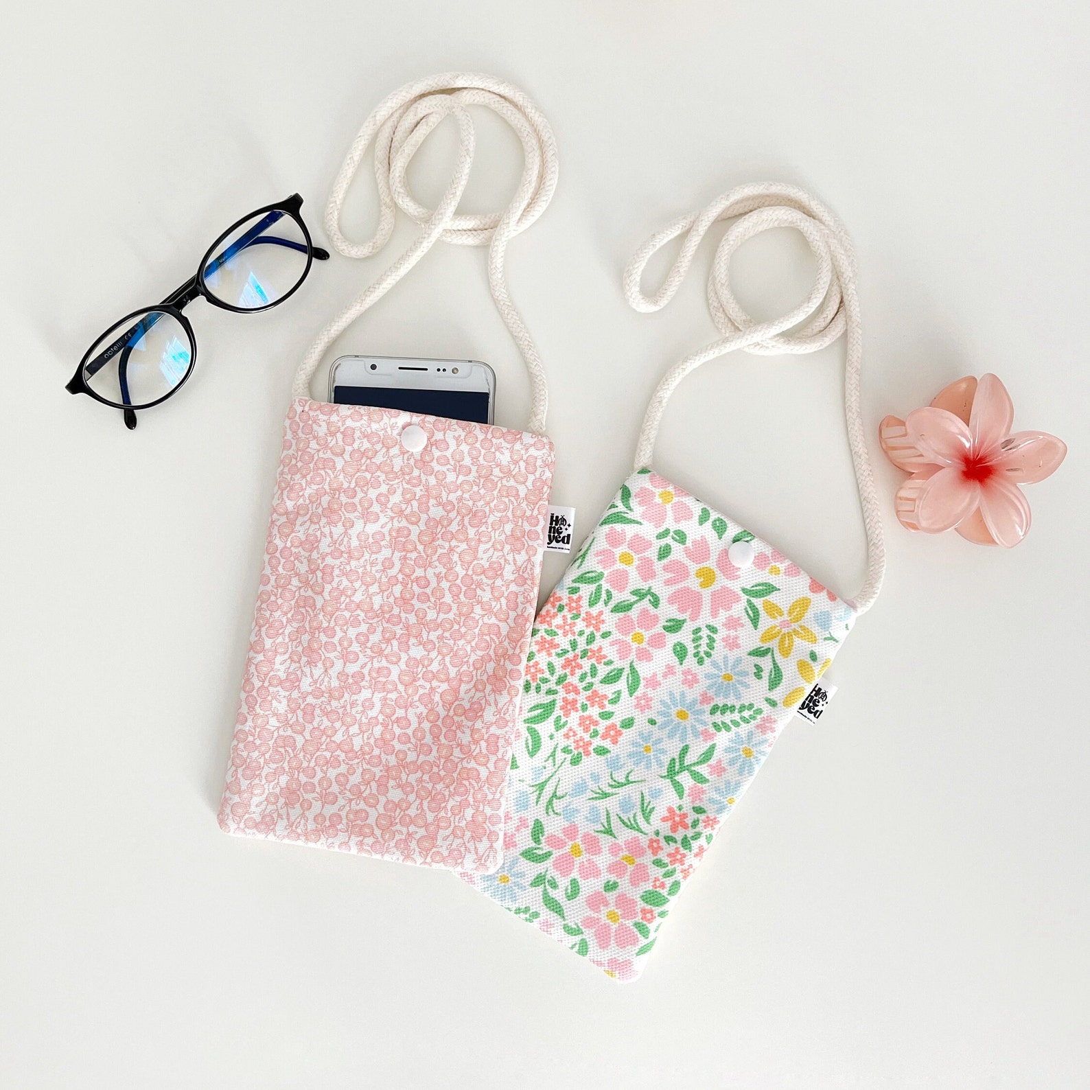 Pink Phone Bag, Aesthetic Crossbody Bag, Phone Carrier, Padded Phone ...