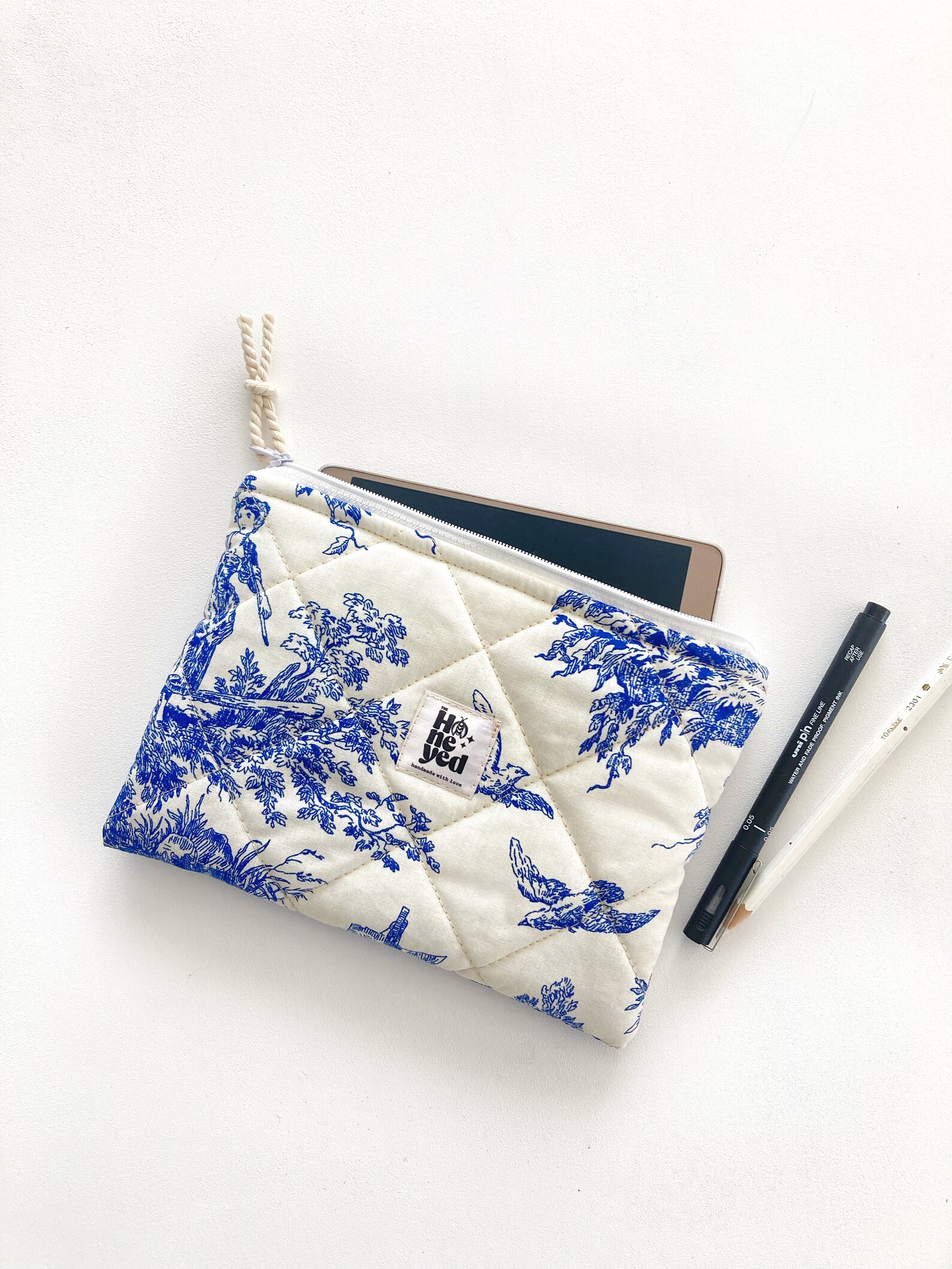 Blue Kindle Sleeve, Quilted E-reader Cover, Kindle Paperwhite Cover ...