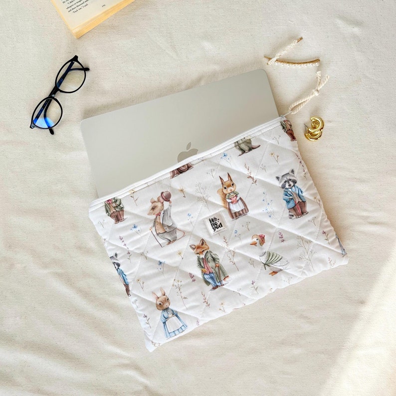 Animals Laptop Sleeve, Quilted iPad Tablet Bag, Handmade MacBook Case ...