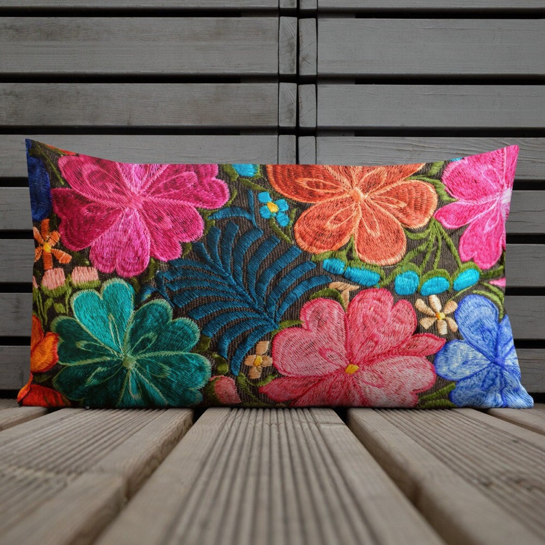 Flowery Print Pillow, Colorful Pillows, Accent Pillows, Decorative ...