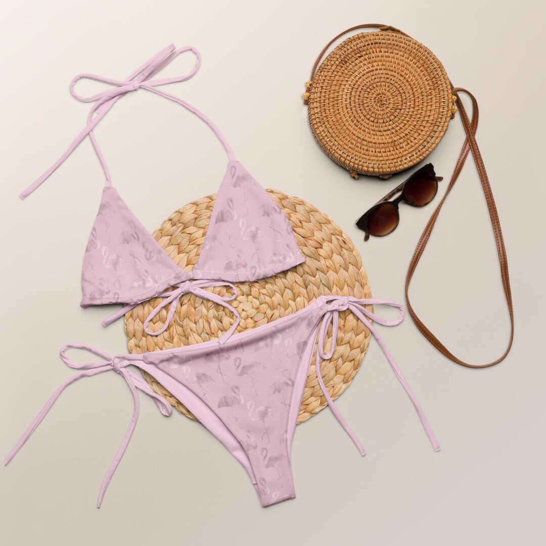 Faintly Flamingos String Bikini, Pink Flamingo Bikini, Cheeky Bikini ...