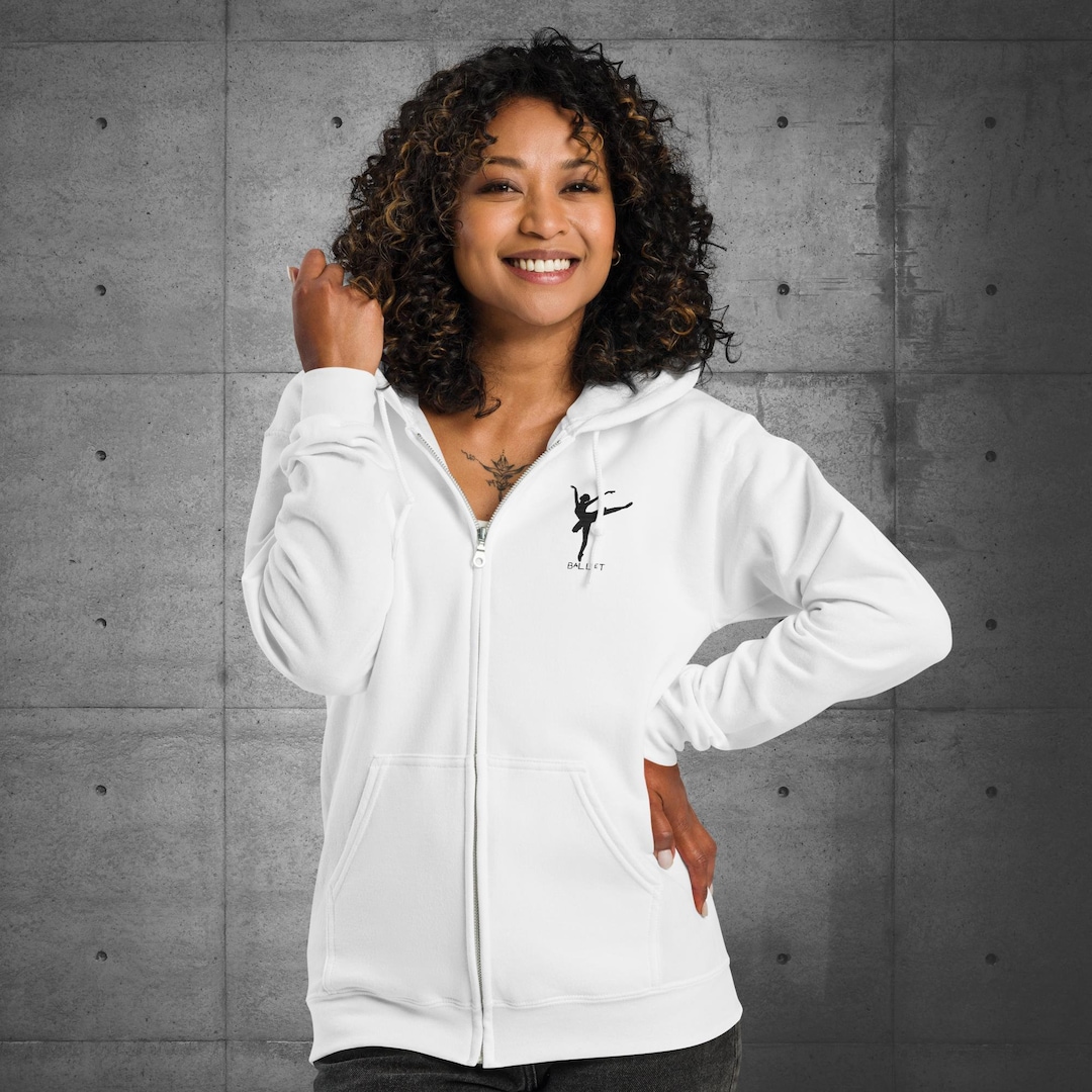 Ballet Embroidered Zip Hoodie, Ballerina Zip Hoodie, Ballet Zip up ...