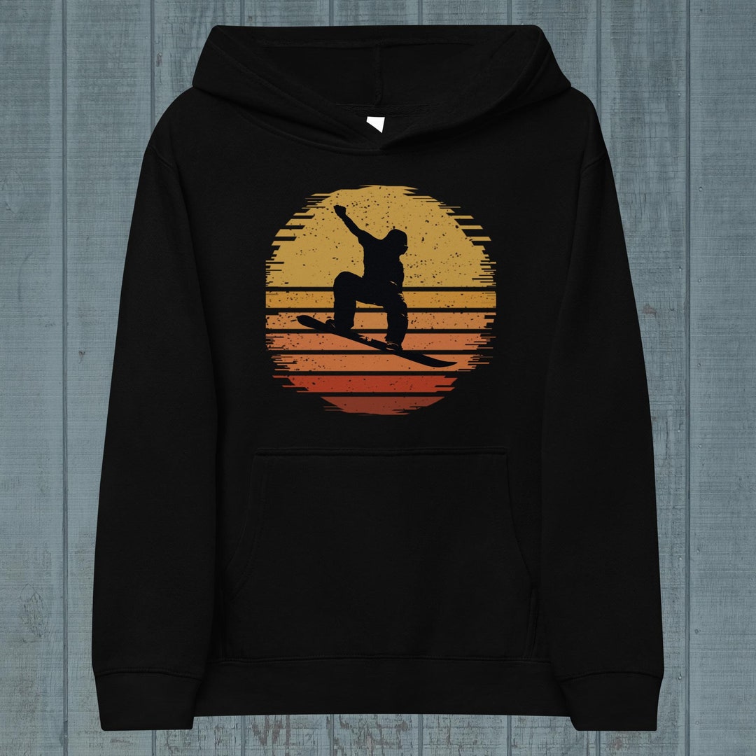 Kids Vintage Sunset Snowboard Hoodie, Kids Snowboard Hoodies, Childrens ...