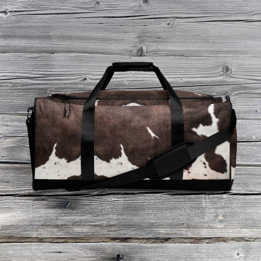 Cowhide Look Duffle Bag, Love Cows Duffle Bag, Gift for Him, Gift for ...