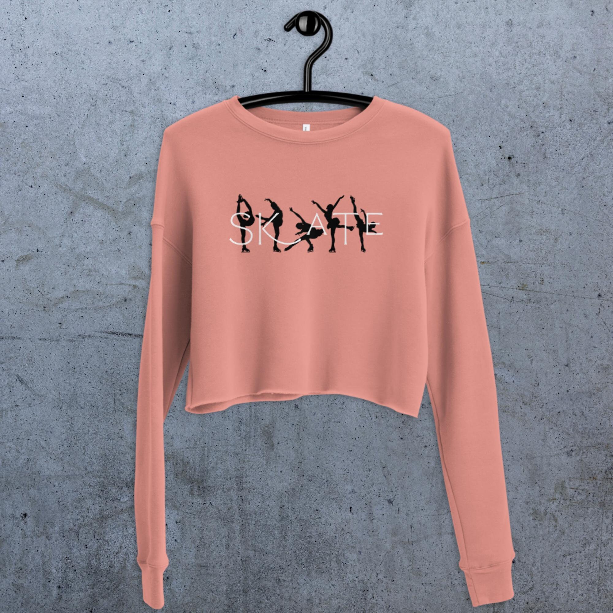 Personalized Skate Figure Skaters Silhouette Crop Sweatshirt, Figure ...