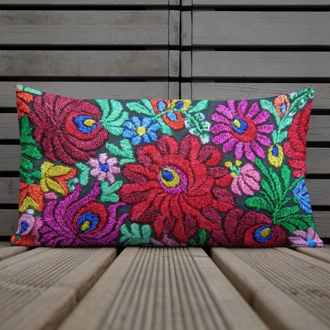 Floral Print Fiesta Pillow, Colorful Accent Pillows, Splash of Color ...