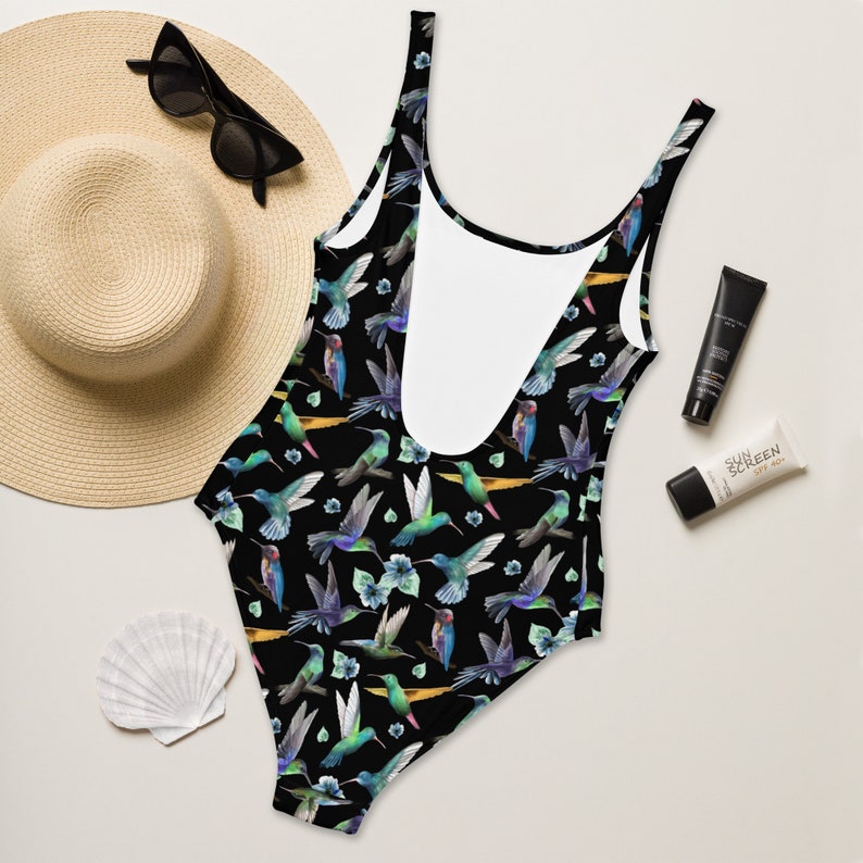 Hummingbirds One-piece Swimsuit, Hummingbird Swimsuit, Full Coverage ...