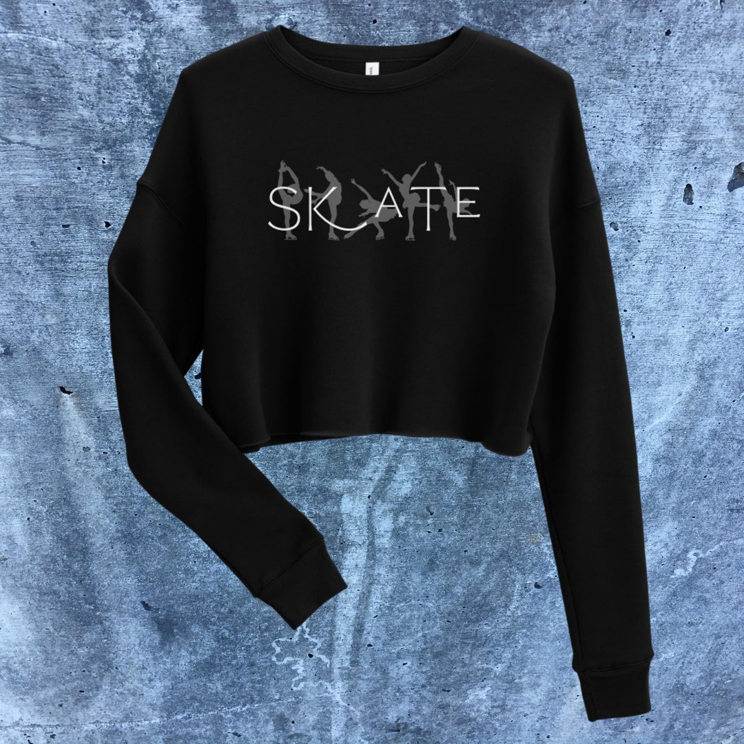 Personalized Skate Figure Skaters Silhouette Crop Sweatshirt, Figure ...